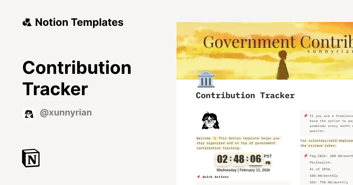 Contribution Tracker Template by xunnyrian | Notion Marketplace