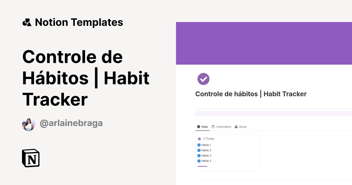 Controle de Hábitos | Habit Tracker Template | Notion Marketplace