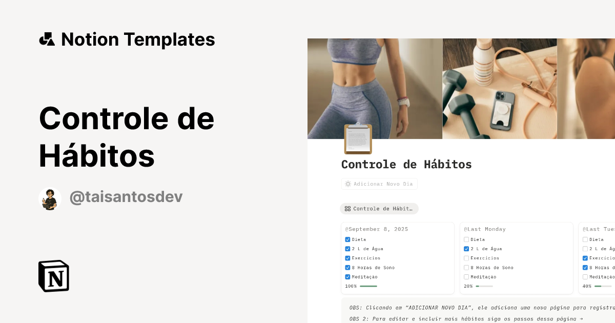 Controle de Hábitos Template by TaiSantos | Notion Marketplace