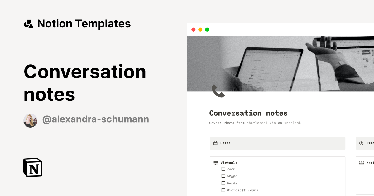 Conversation notes Template | Notion Marketplace