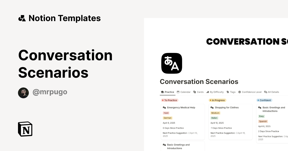 Conversation Scenarios Template | Notion Marketplace