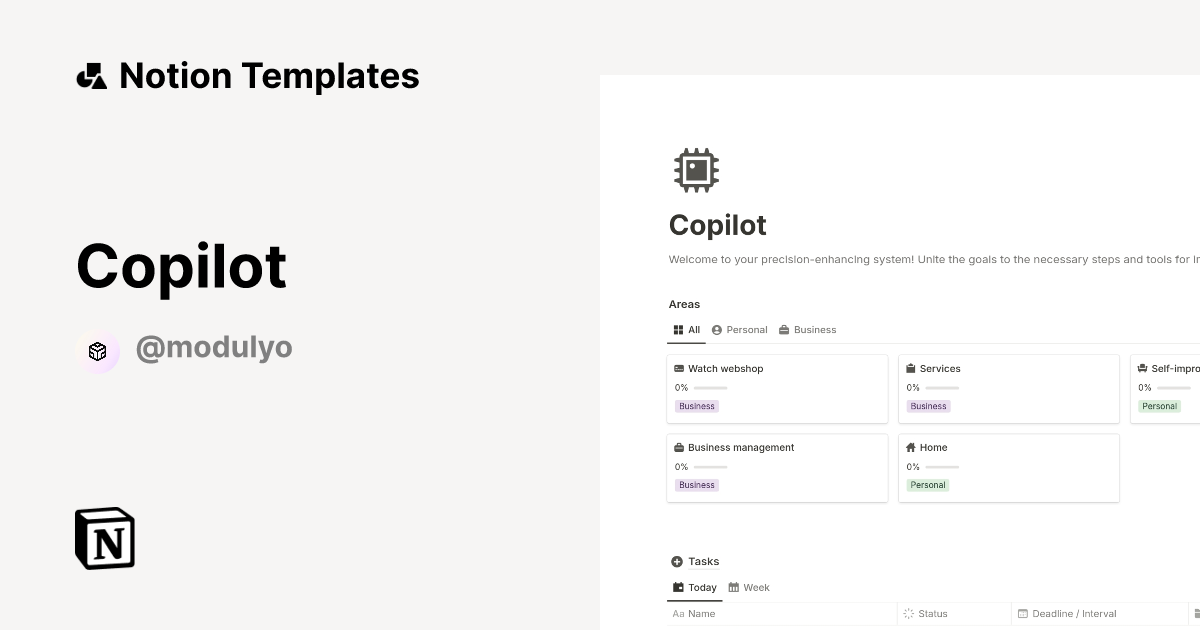 Copilot Template by Modulyo | Notion Marketplace