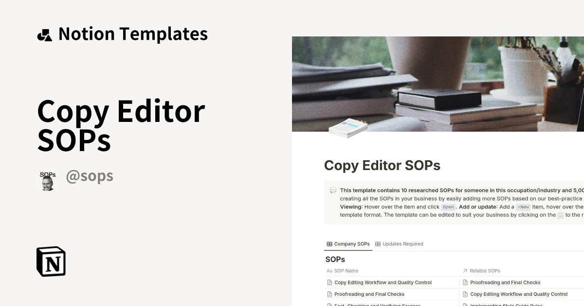 Copy Editor SOPs Template by SOPs | Notion Marketplace