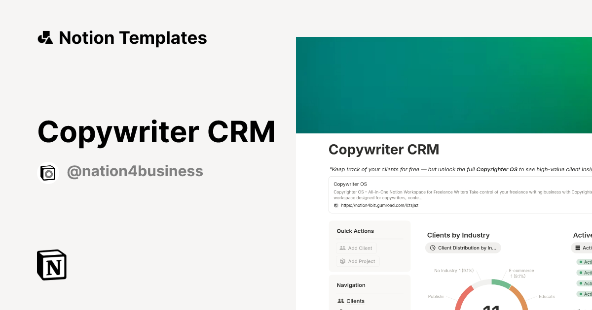 Copywriter CRM Template by Nation4Business | Notion Marketplace