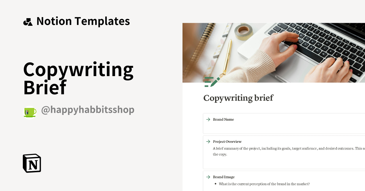 Copywriting Brief Template | Notion Marketplace