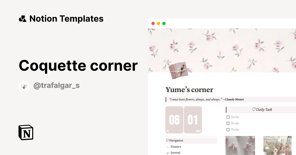 Coquette corner Template | Notion Marketplace