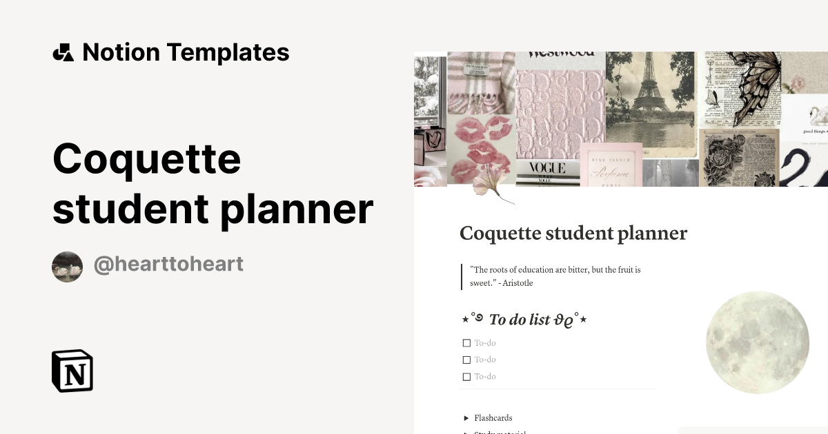 Coquette student planner Template by Dora | Notion Marketplace