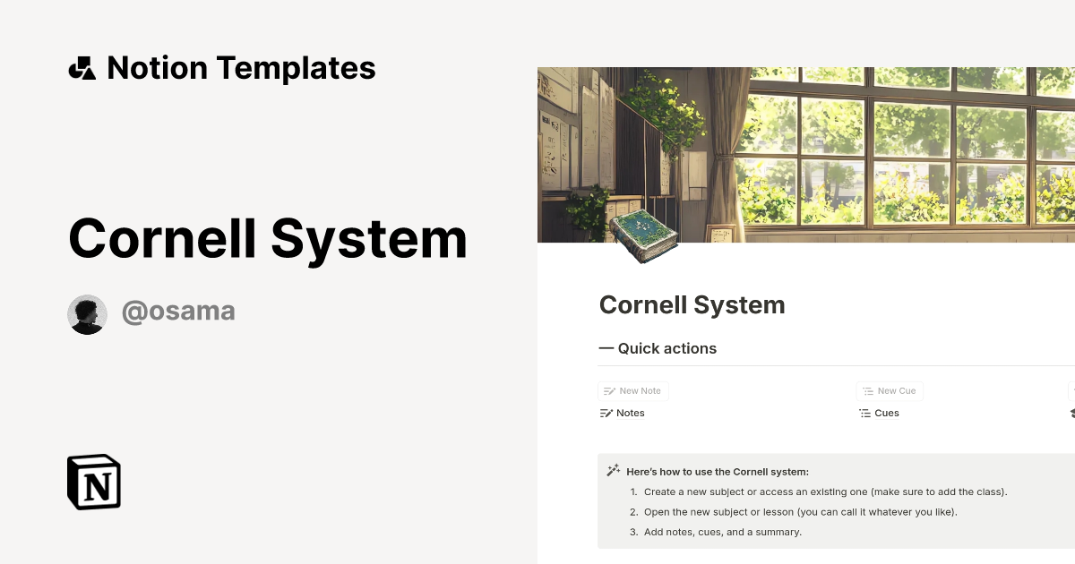 Cornell System Template | Notion Marketplace