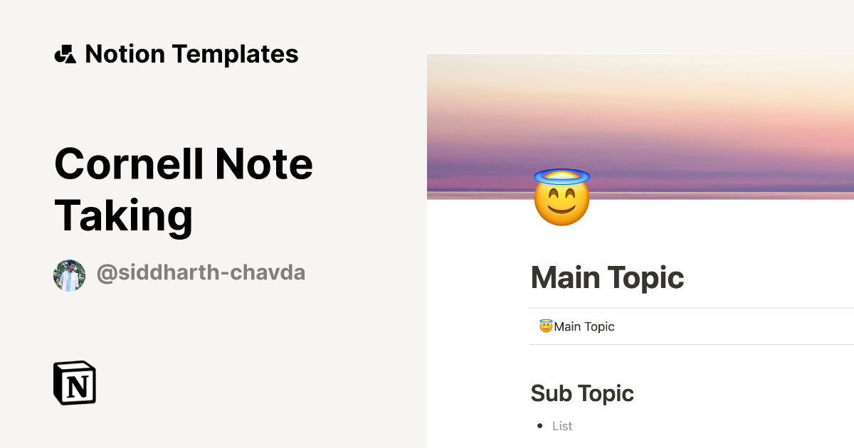 Cornell Note Taking Template | Notion Marketplace