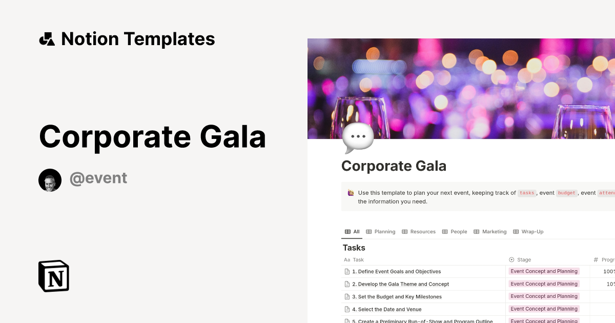 Corporate Gala Template | Notion Marketplace
