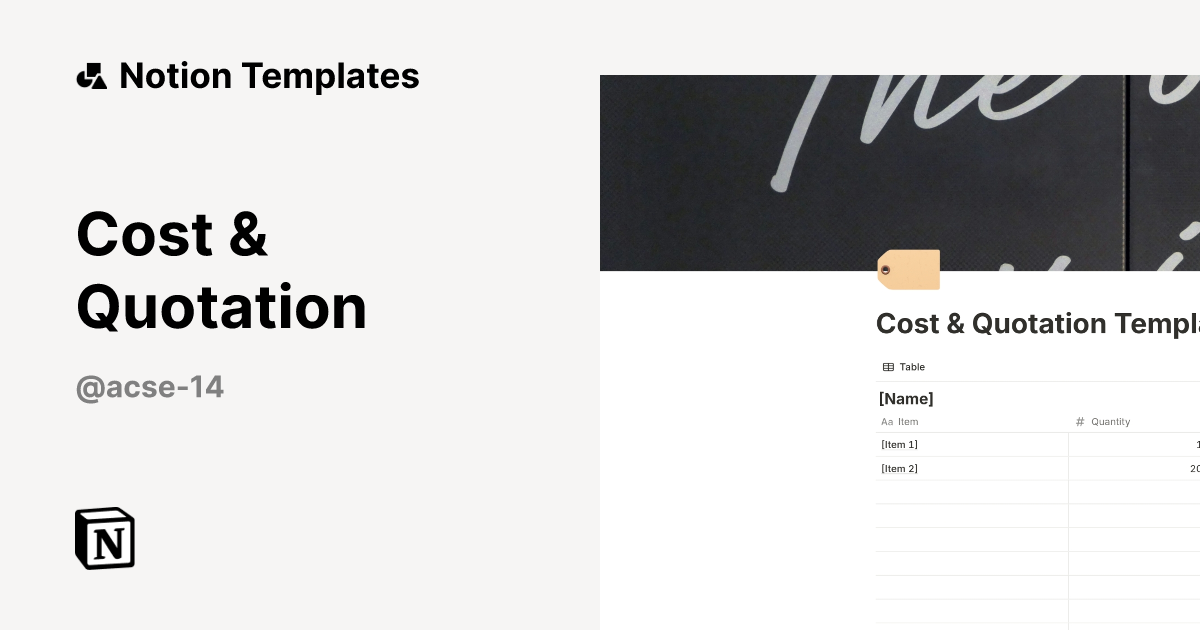 Cost & Quotation Template by Ashry | Notion Marketplace