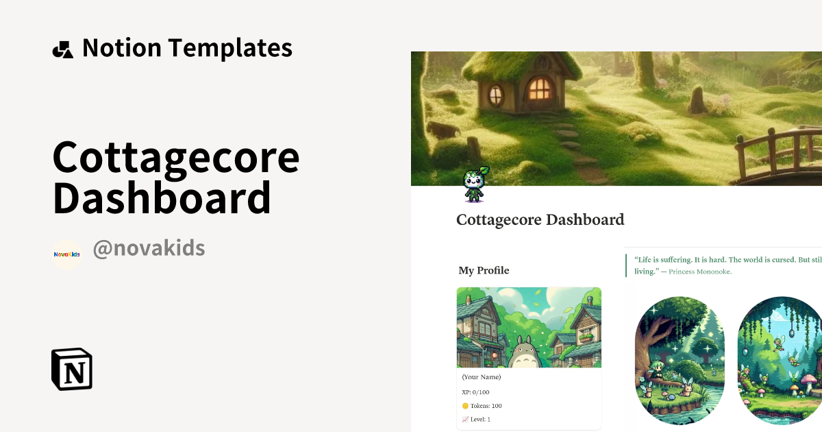 Cottagecore Dashboard Template | Notion Marketplace
