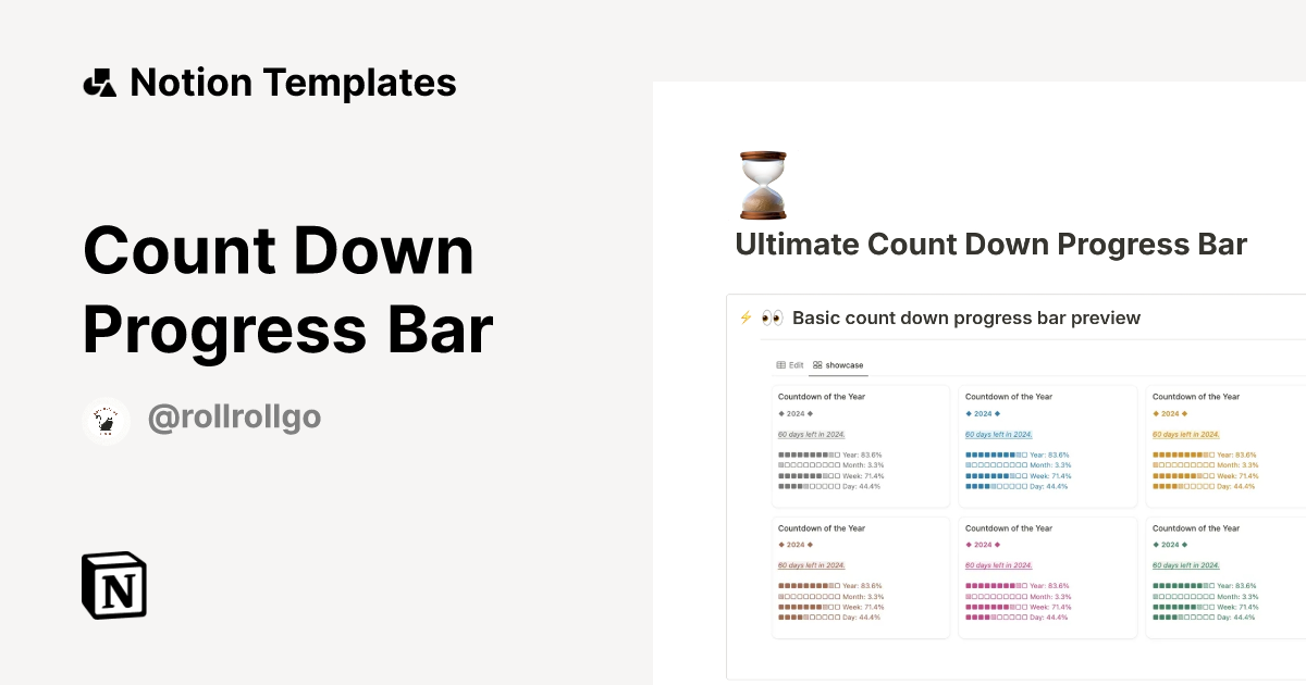 Count Down Progress Bar Template | Notion Marketplace