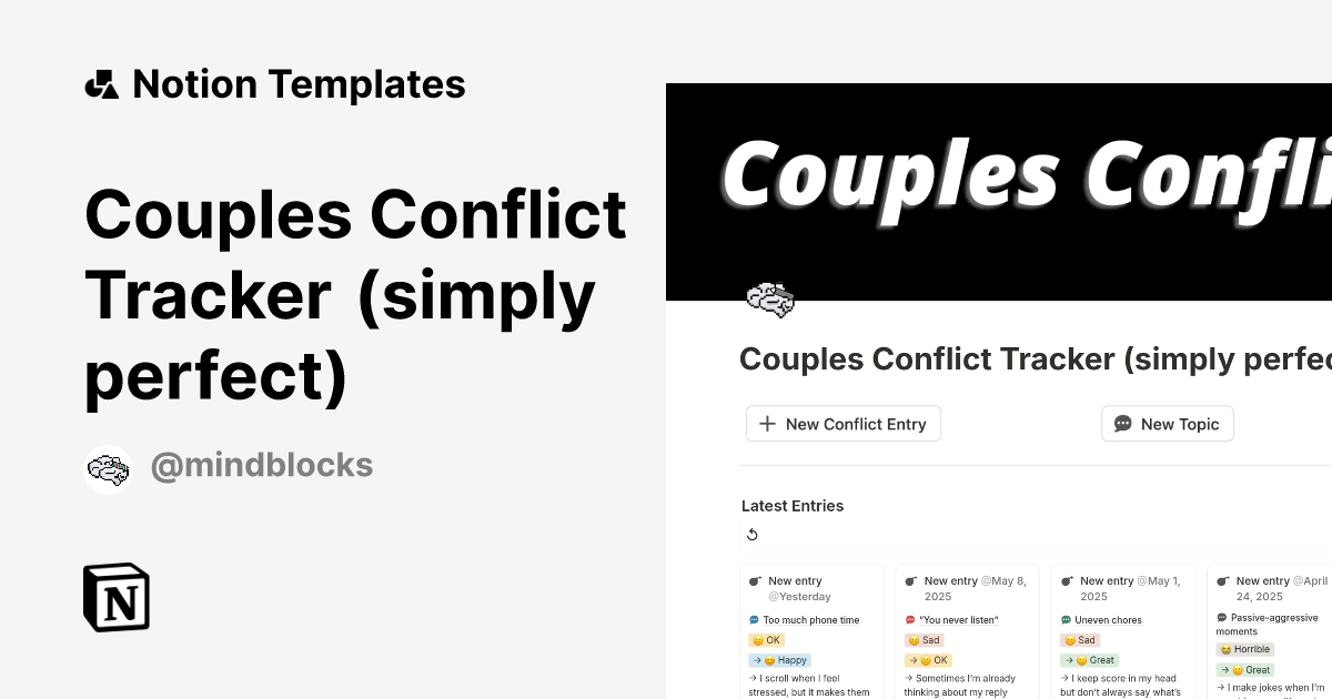 Couples Conflict Tracker (simply perfect) Template by MindBlocks | Notion Marketplace