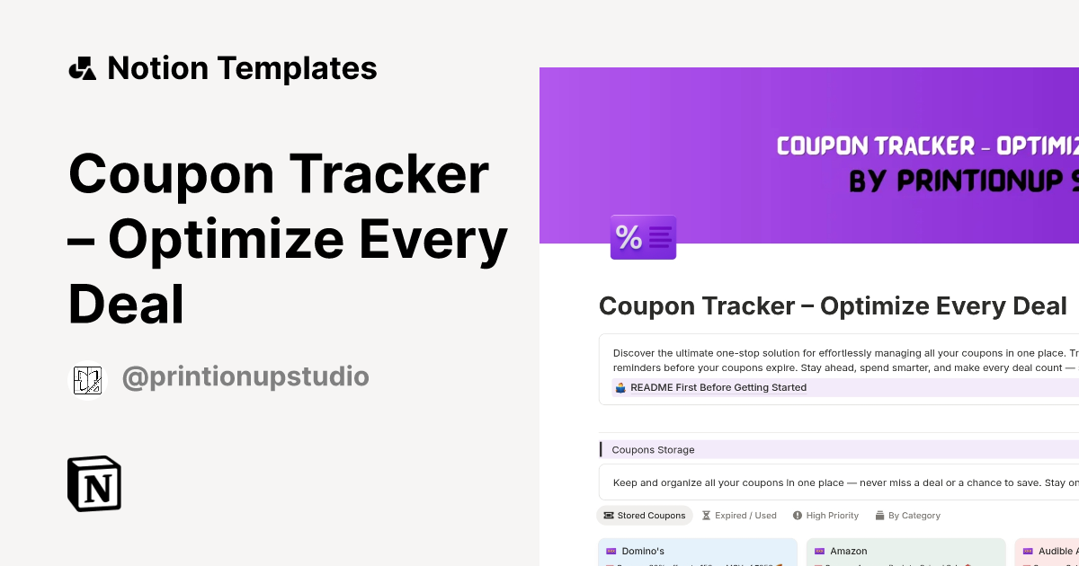 Coupon Tracker – Optimize Every Deal Template | Notion Marketplace