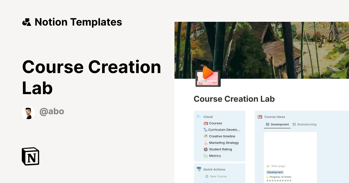 Course Creation Lab Template | Notion Marketplace