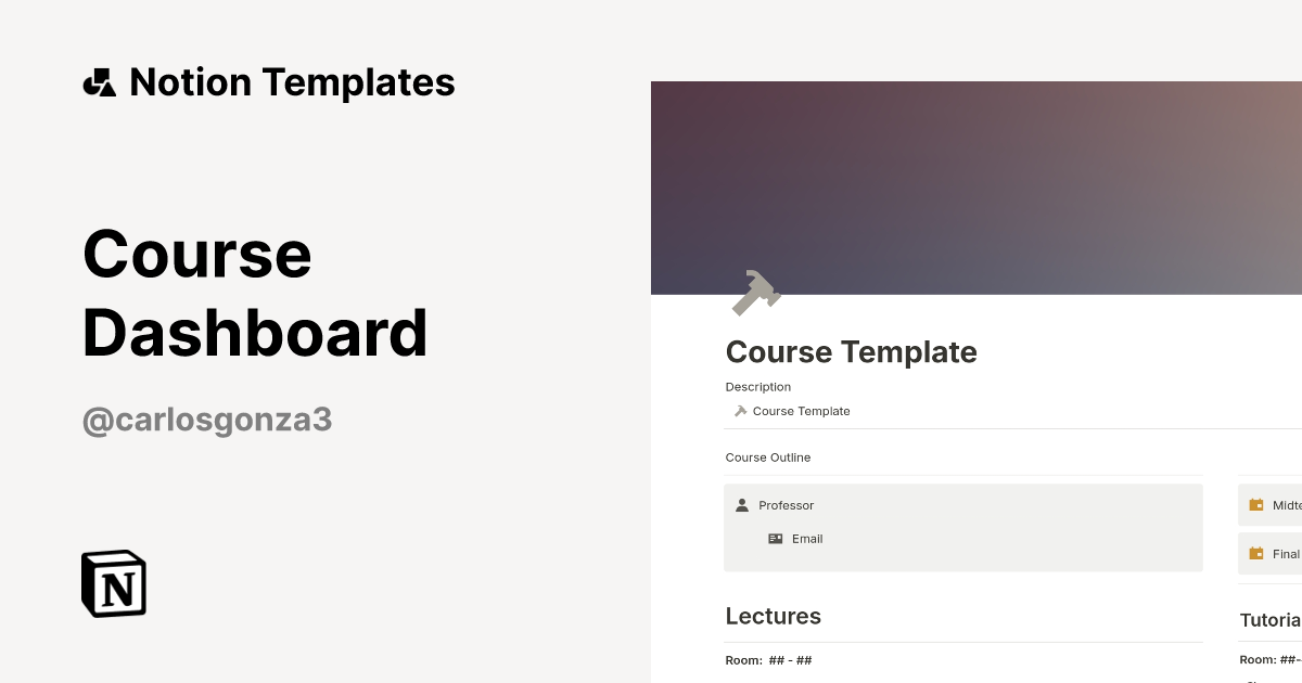Course Dashboard Template | Notion Marketplace