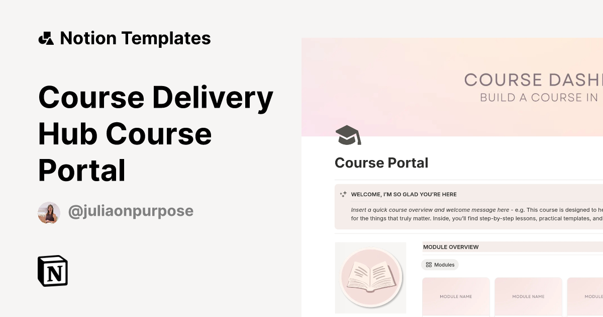Course Delivery Hub Course Portal Template | Notion Marketplace