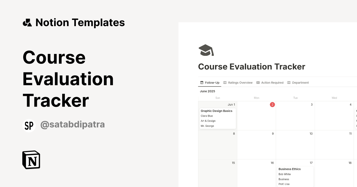 Course Evaluation Tracker Template by Satabdi Patra | Notion Marketplace