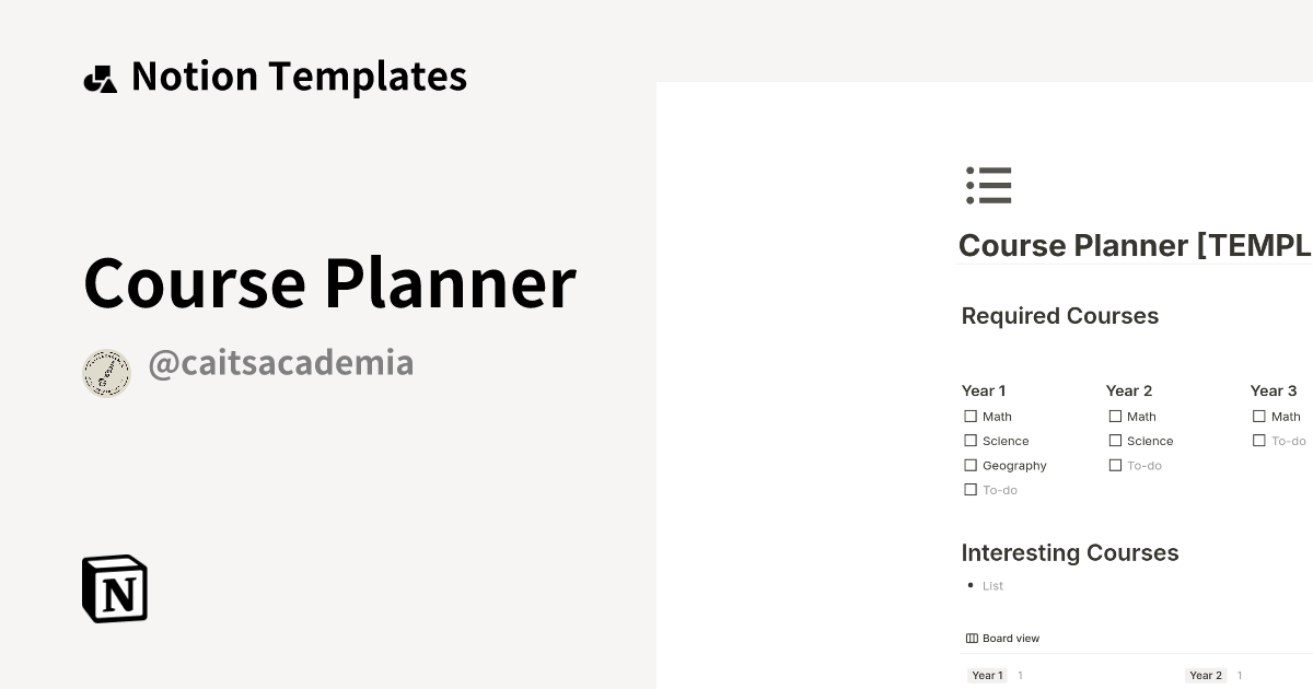 Course Planner Template | Notion Marketplace