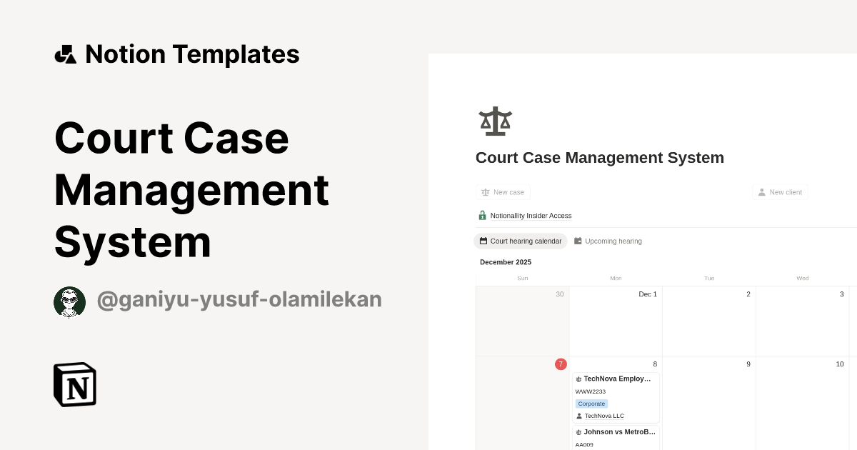 Court Case Management System Template | Notion Marketplace