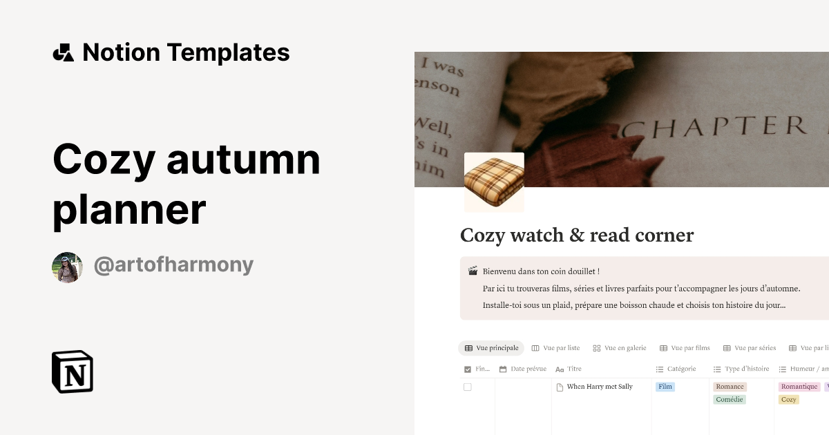 Cozy autumn planner Template | Notion Marketplace