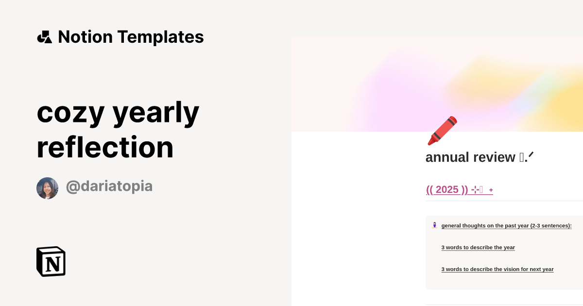 cozy yearly reflection Template | Notion Marketplace