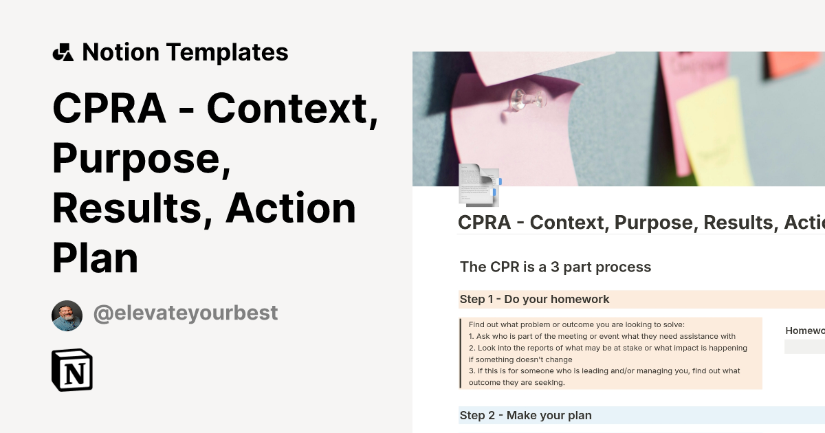 CPRA - Context, Purpose, Results, Action Plan Template | Notion Marketplace
