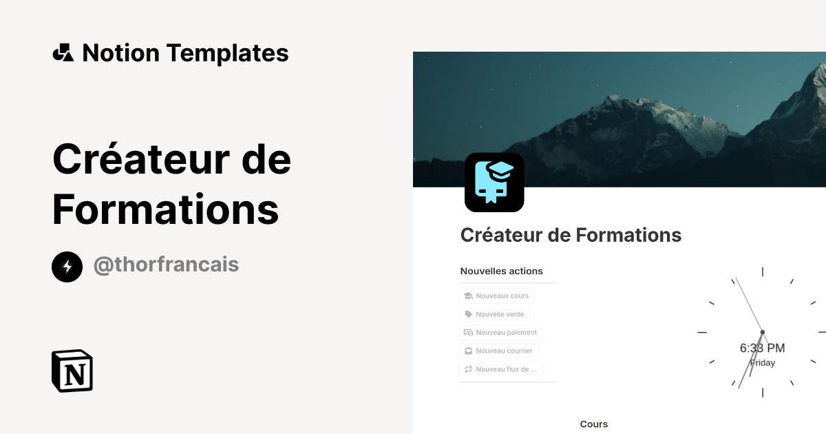Créateur de Formations Template by Thor | Notion Marketplace