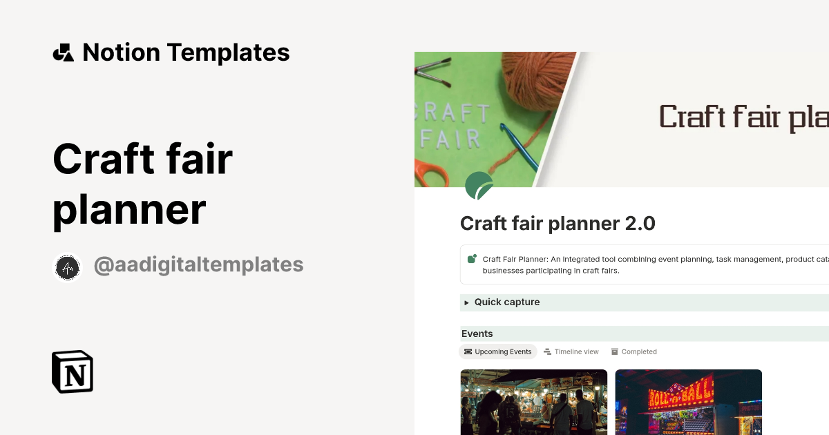 Craft fair planner Template | Notion Marketplace