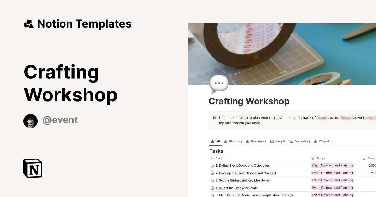 Crafting Workshop Template by Event | Notion Marketplace