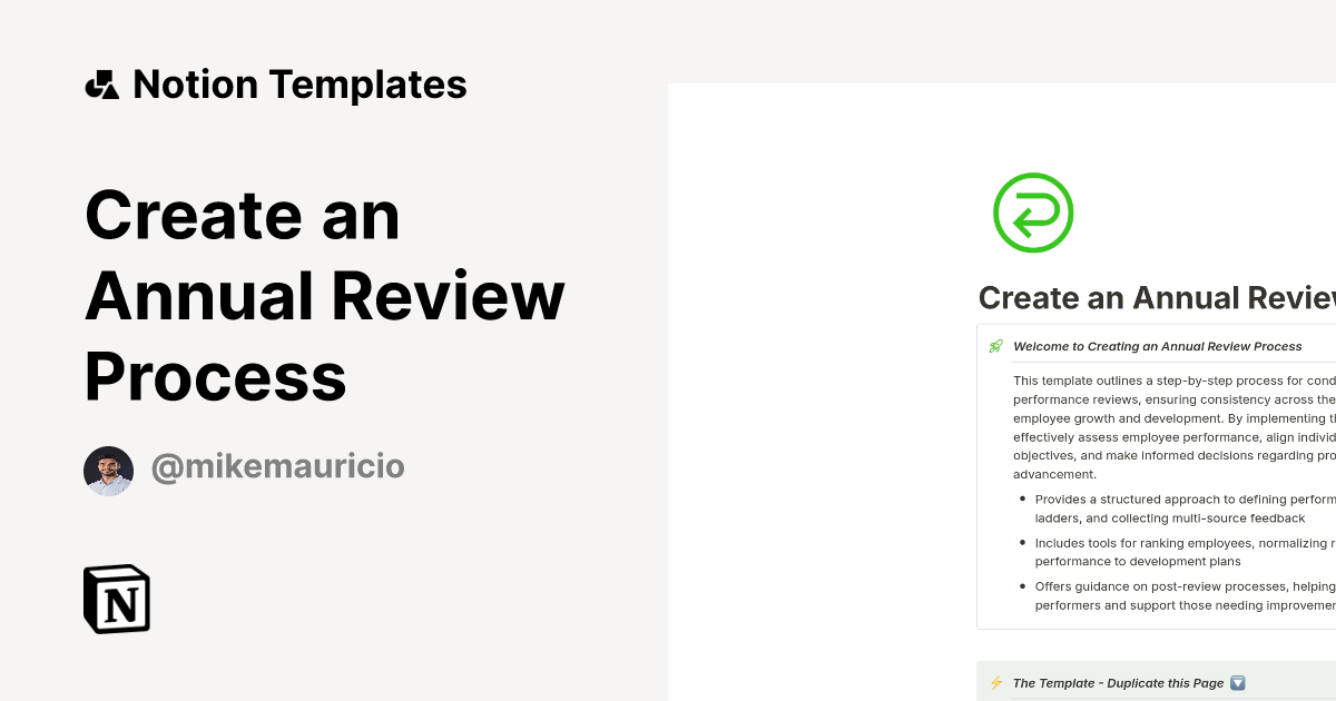 Create an Annual Review Process Template by Mike Mauricio | Notion ...