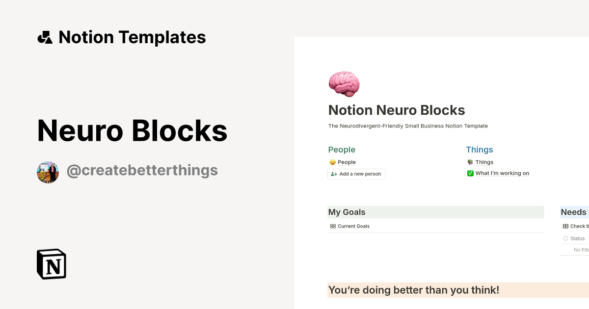 Neuro Blocks Template by Create Better Things | Notion Marketplace