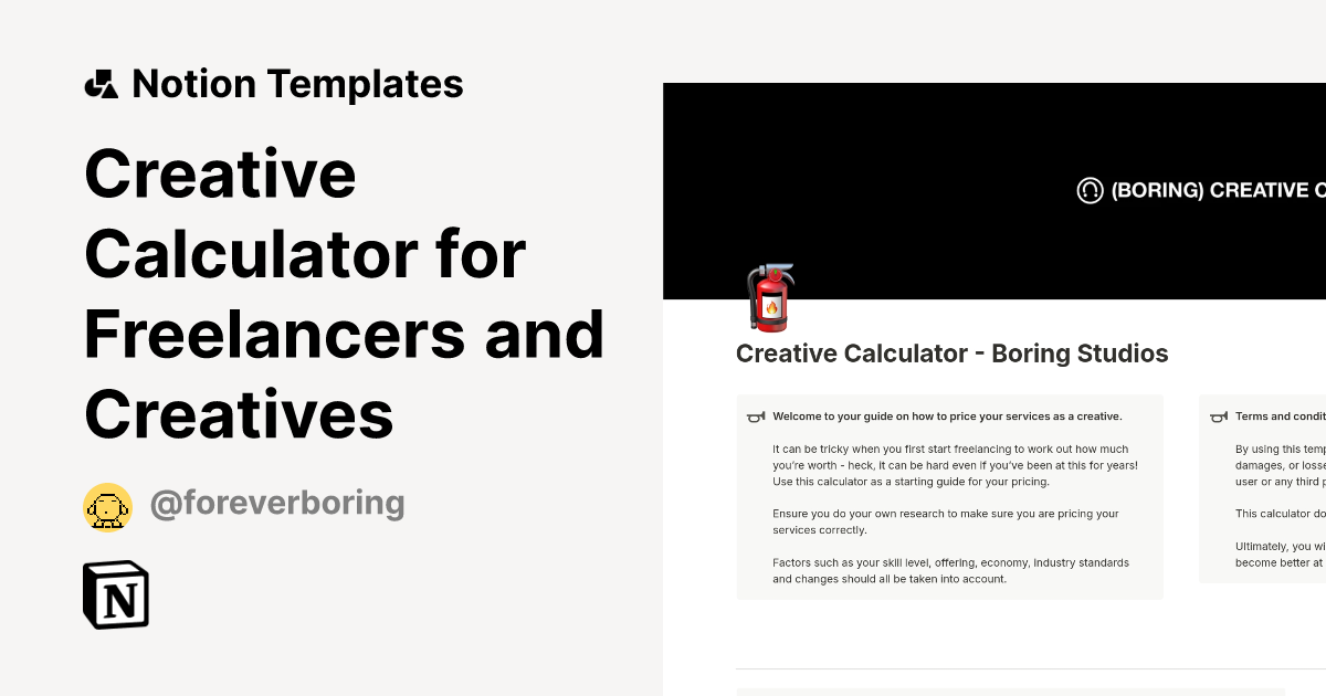 Creative Calculator for Freelancers and Creatives Template | Notion ...