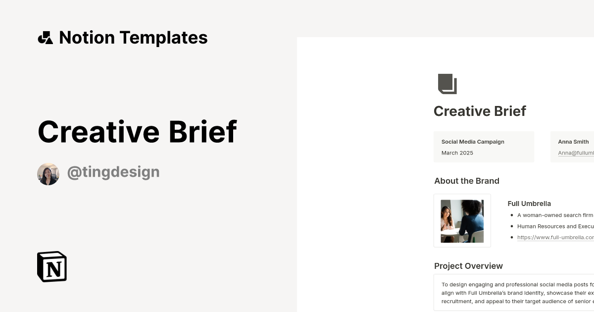 Creative Brief Template | Notion Marketplace