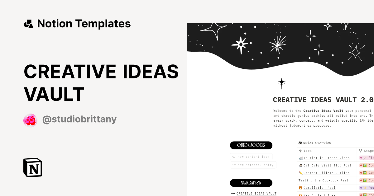 Creative Ideas Vault Template | Notion Marketplace