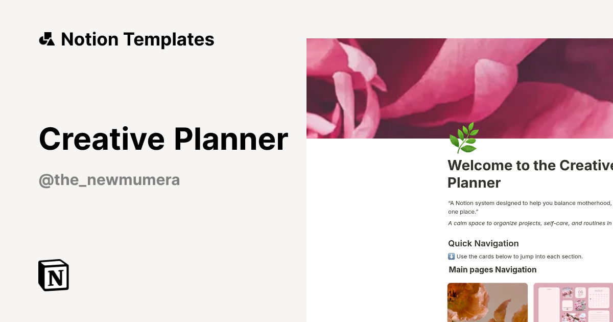 Creative Planner Template by De_newmumera | Notion Marketplace