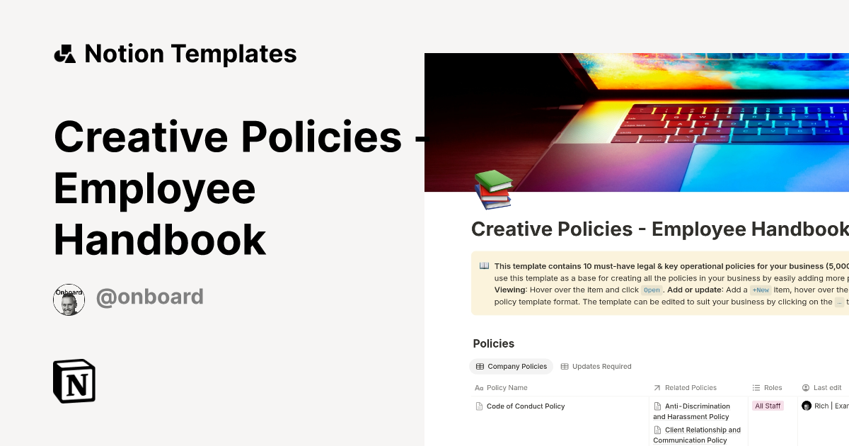 Creative Policies - Employee Handbook Template | Notion Marketplace