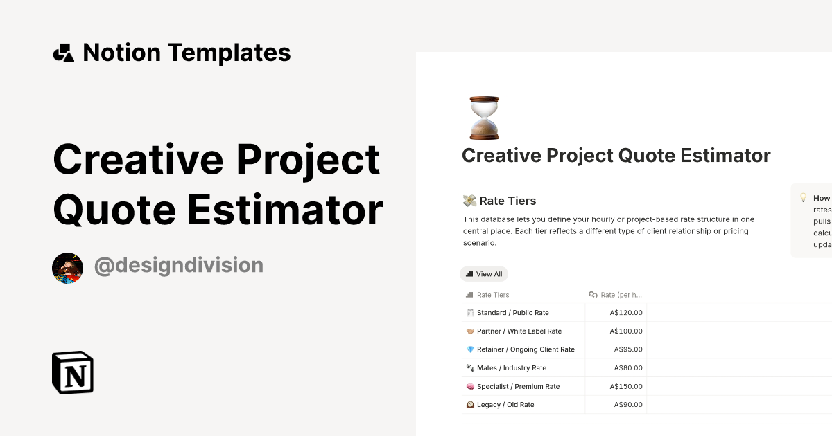 Creative Project Quote Estimator Template by Jaz @ Design Division ...