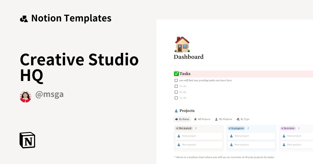 Creative Studio HQ Template by MSGA | Notion Marketplace