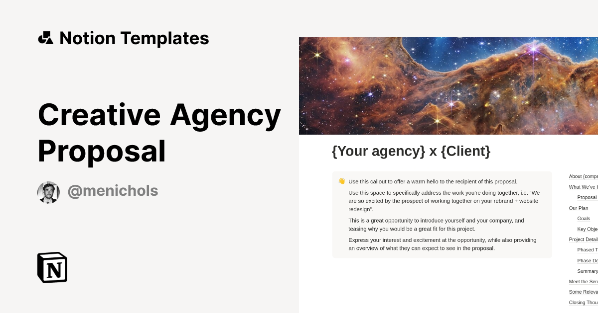 Creative Agency Proposal Template by Tamaribuchi | Notion Marketplace