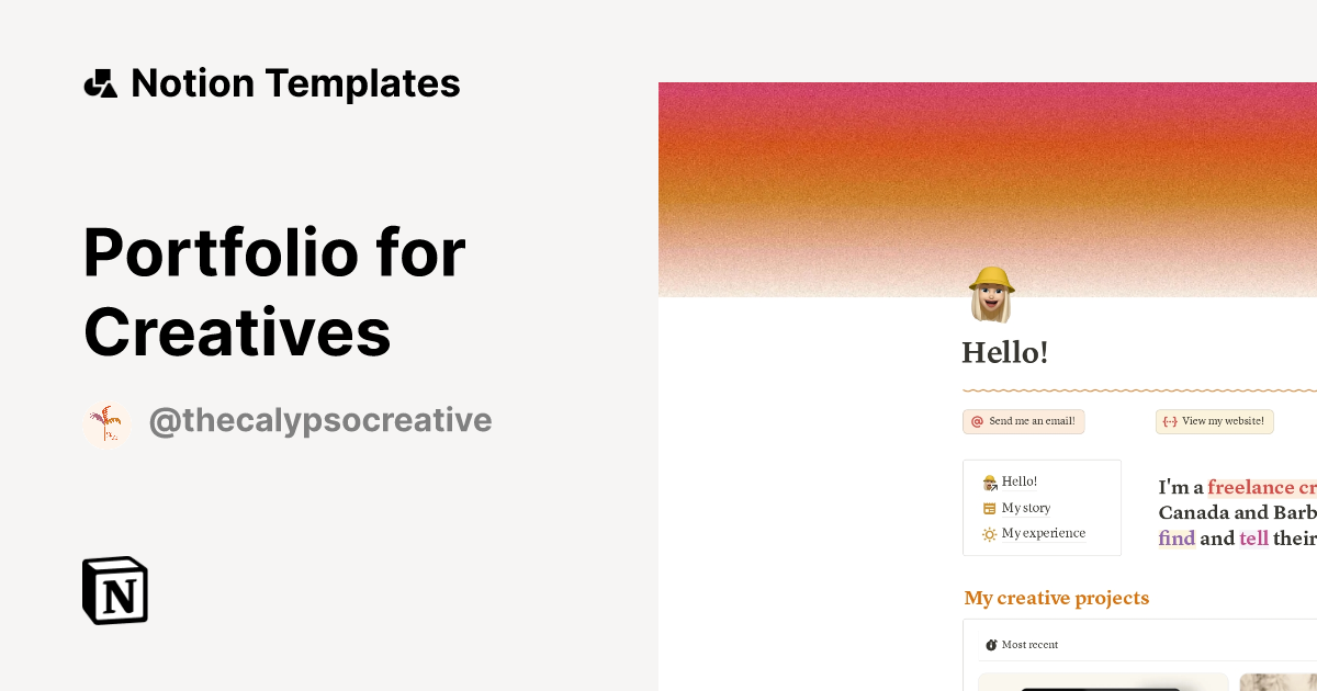 Portfolio for Creatives Template | Notion Marketplace