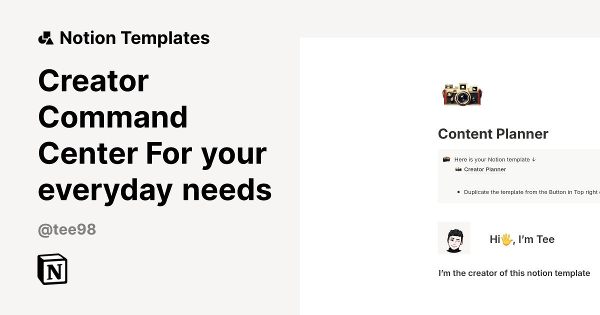 Creator Command Center For your everyday needs Template by TEE | Notion ...