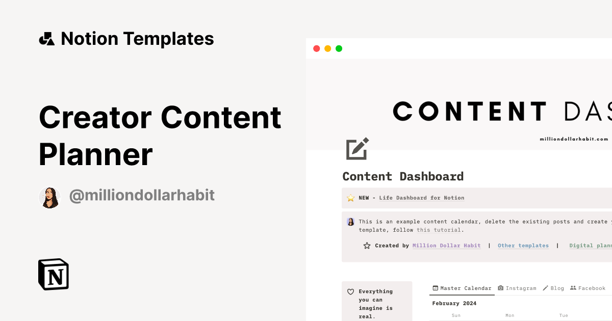 Creator Content Planner Template | Notion Marketplace