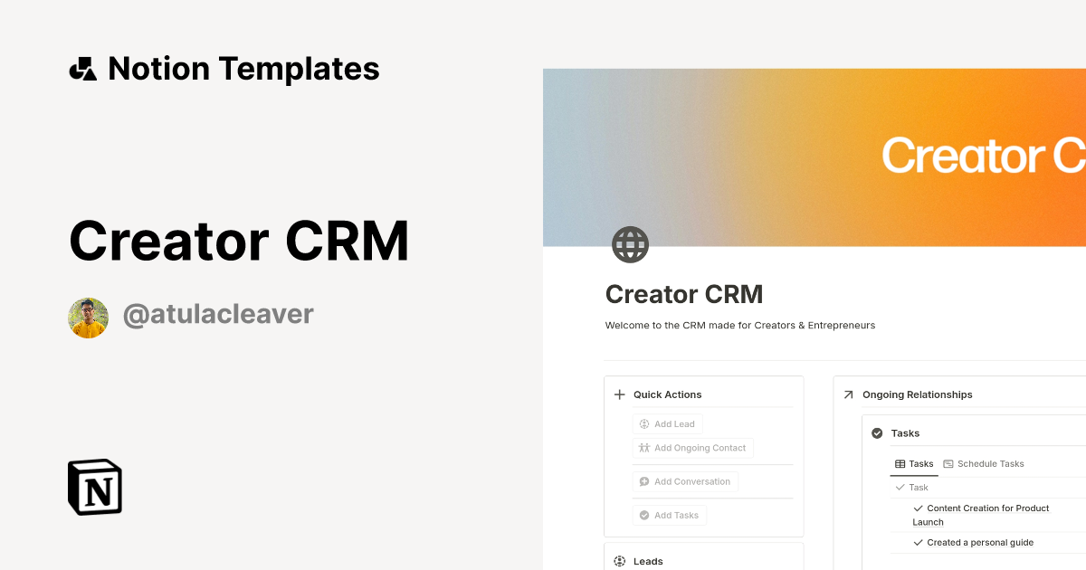 Creator CRM Template | Notion Marketplace