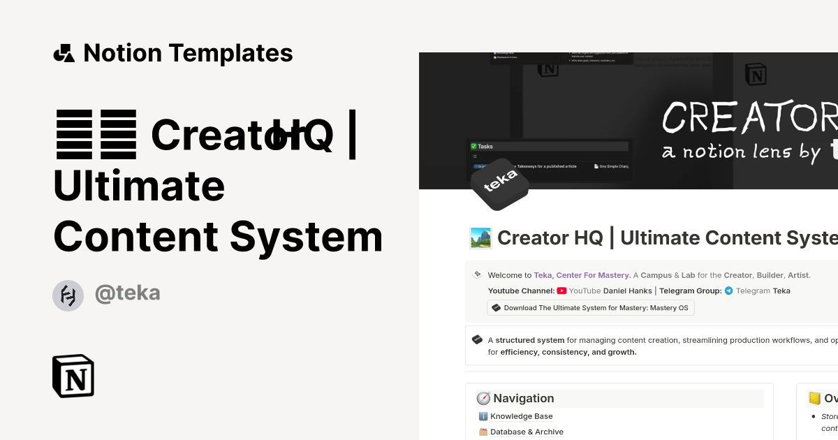 🏞️ Creator HQ | Ultimate Content System Template | Notion Marketplace