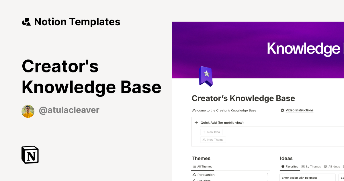 Creator's Knowledge Base Template | Notion Marketplace