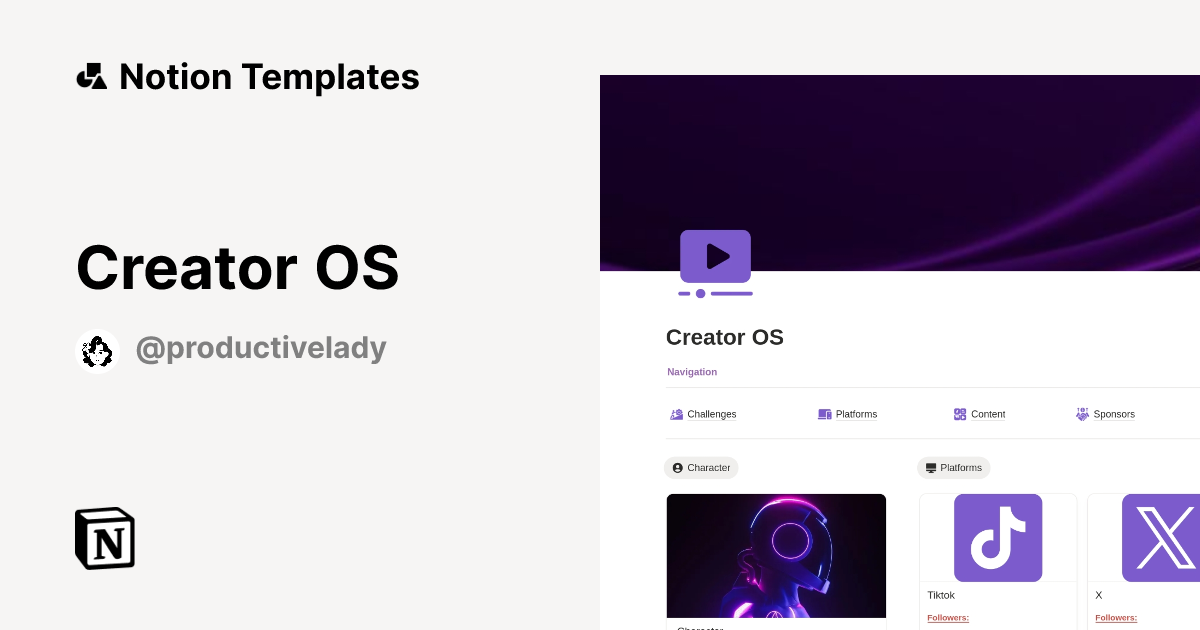 Creator OS Template by Productive Lady | Notion Marketplace