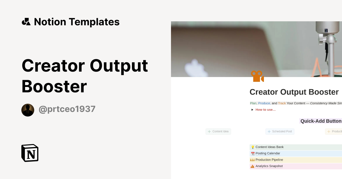 Creator Output Booster Template | Notion Marketplace