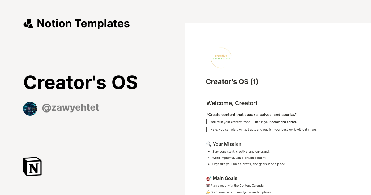 Creator's OS Template | Notion Marketplace
